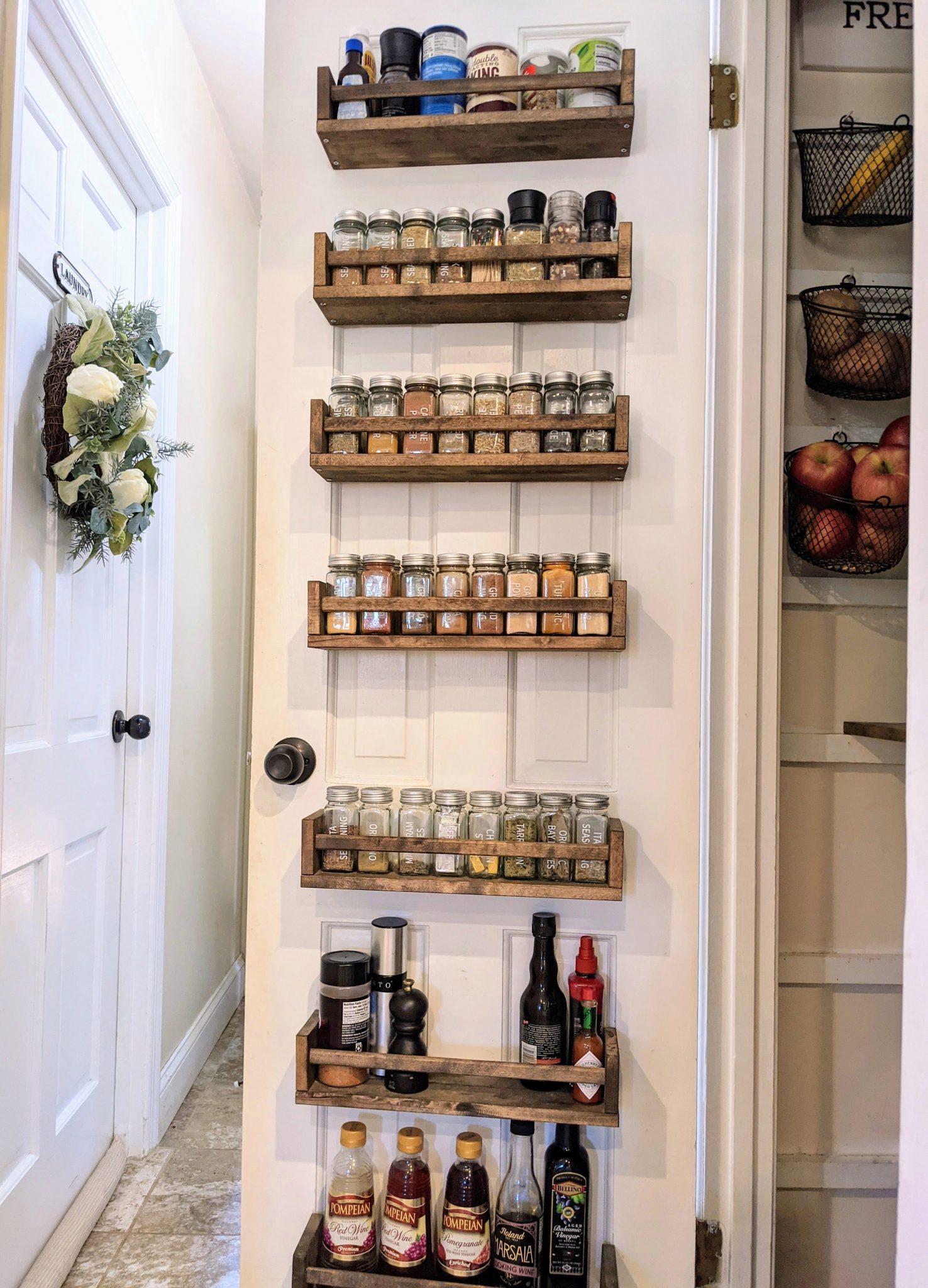 Wood Pantry Door Spice Rack, Easy Pantry Door Storage Idea - Joyfully ...