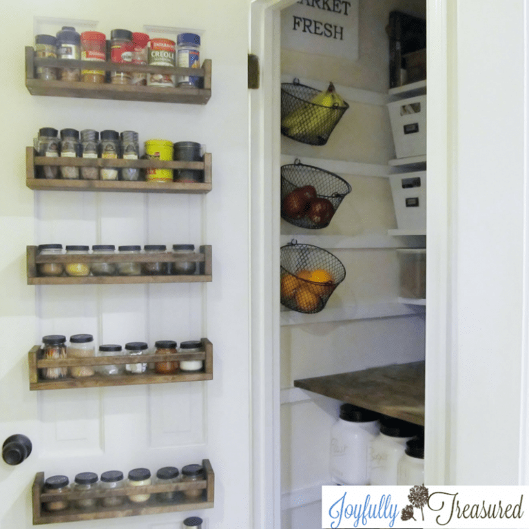 Wood Pantry Door Spice Rack, Easy Pantry Door Storage Idea - Joyfully ...