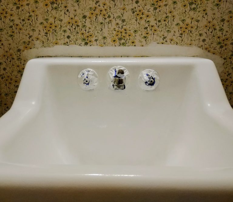 How to Paint the Bathroom Sink, $100 Room Challenge Week 2 - Joyfully ...